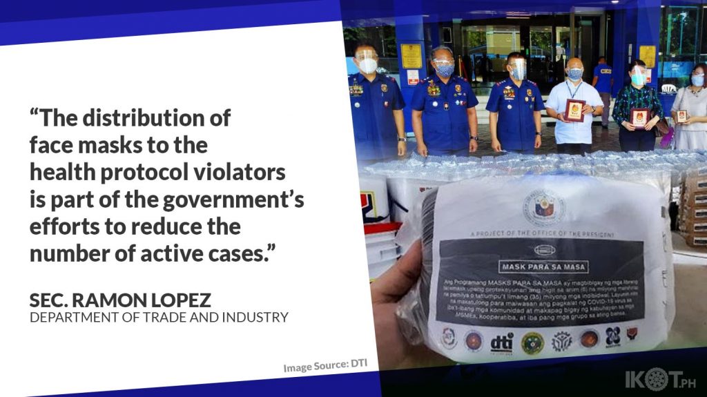 DTI TURNS OVER 50K FACE MASKS TO PNP – LOPEZ — IKOT.PH