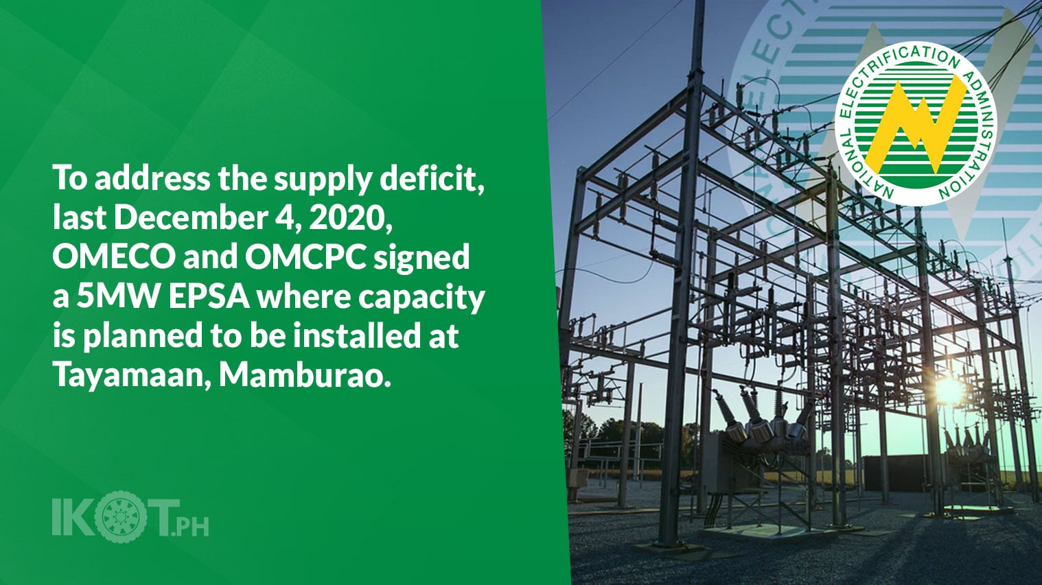 OMECO SEEKS ERC APPROVAL TO EXTEND EMERGENCY PSA — IKOT.PH