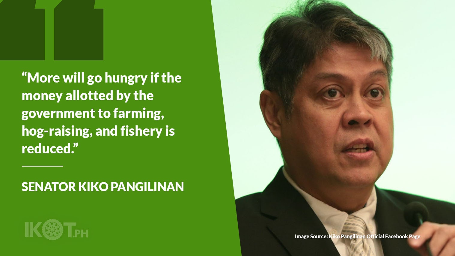 MORE HUNGRY PINOYS WITH DA FUND CUT – PANGILINAN — IKOT.PH
