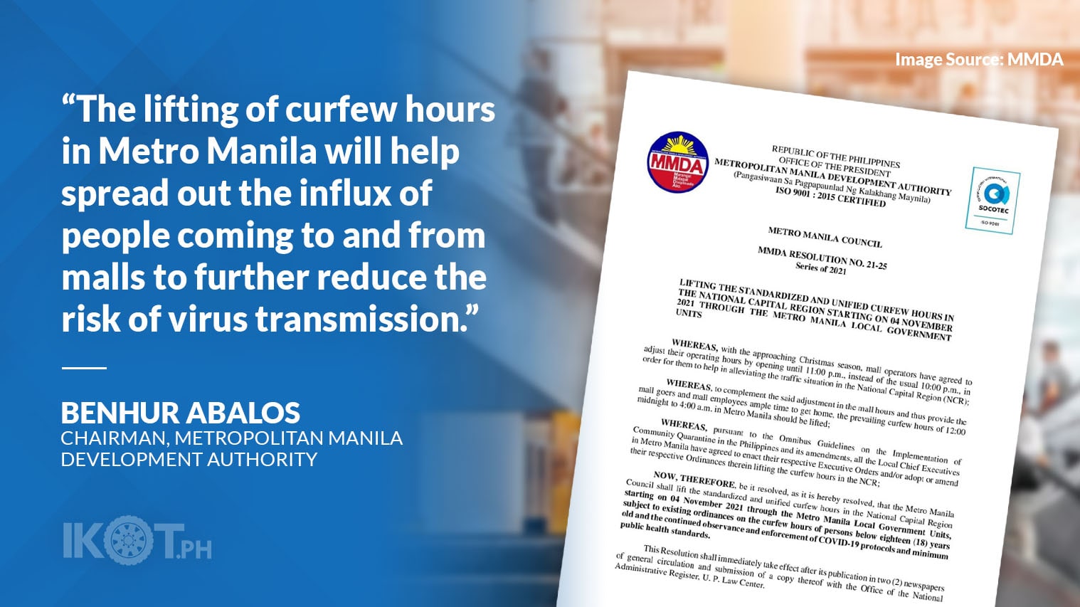 MMC LIFTS CURFEW HOURS IN METRO MANILA – ABALOS — IKOT.PH