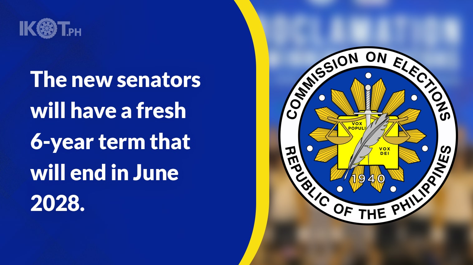 COMELEC PROCLAIMS 12 WINNING SENATORS — IKOT.PH COMELEC PROCLAIMS 12 WINNING SENATORS — IKOT.PH