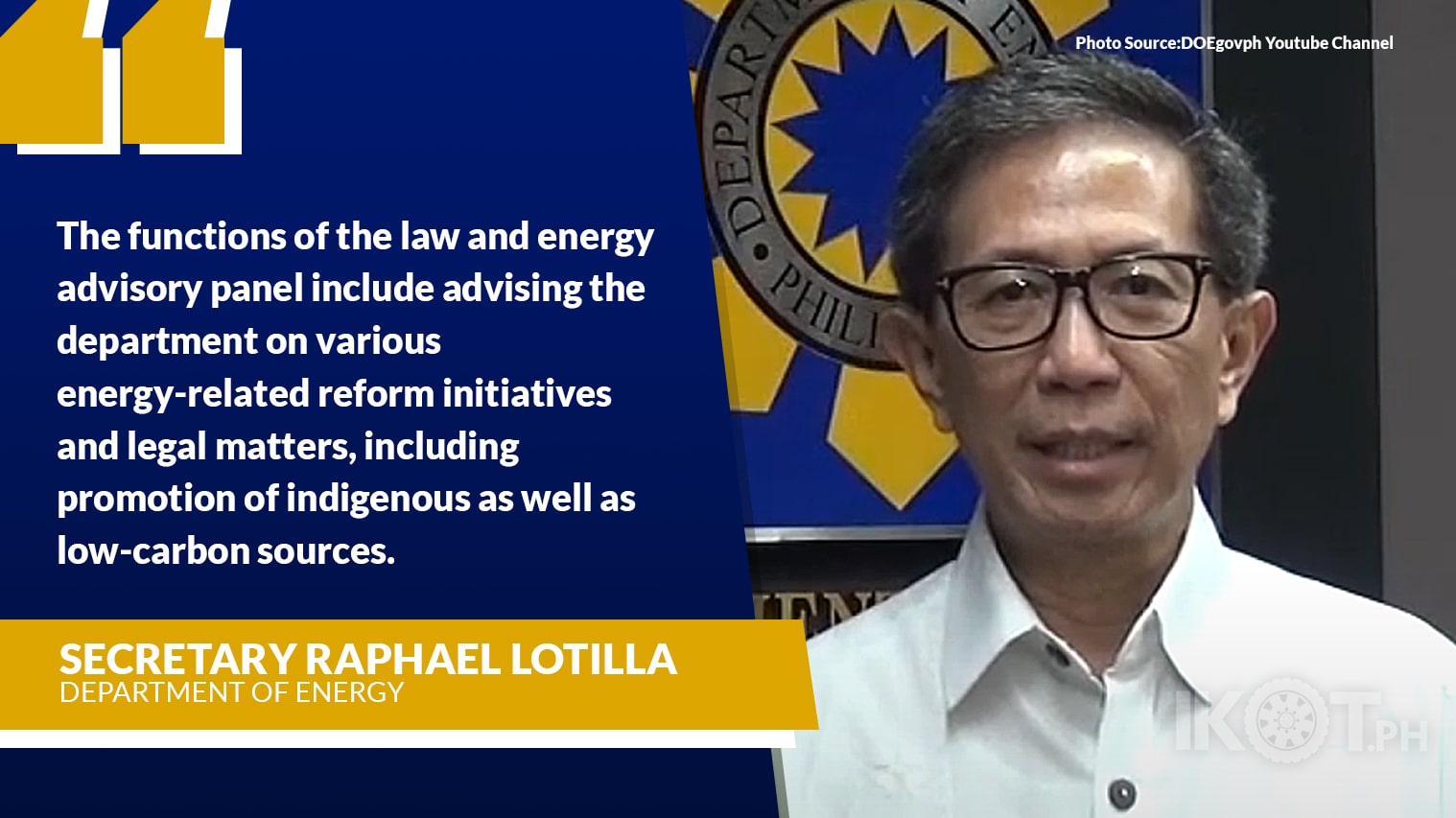 DOE FORMS ADVISORY PANEL FOR ENERGY SECTOR — IKOT.PH
