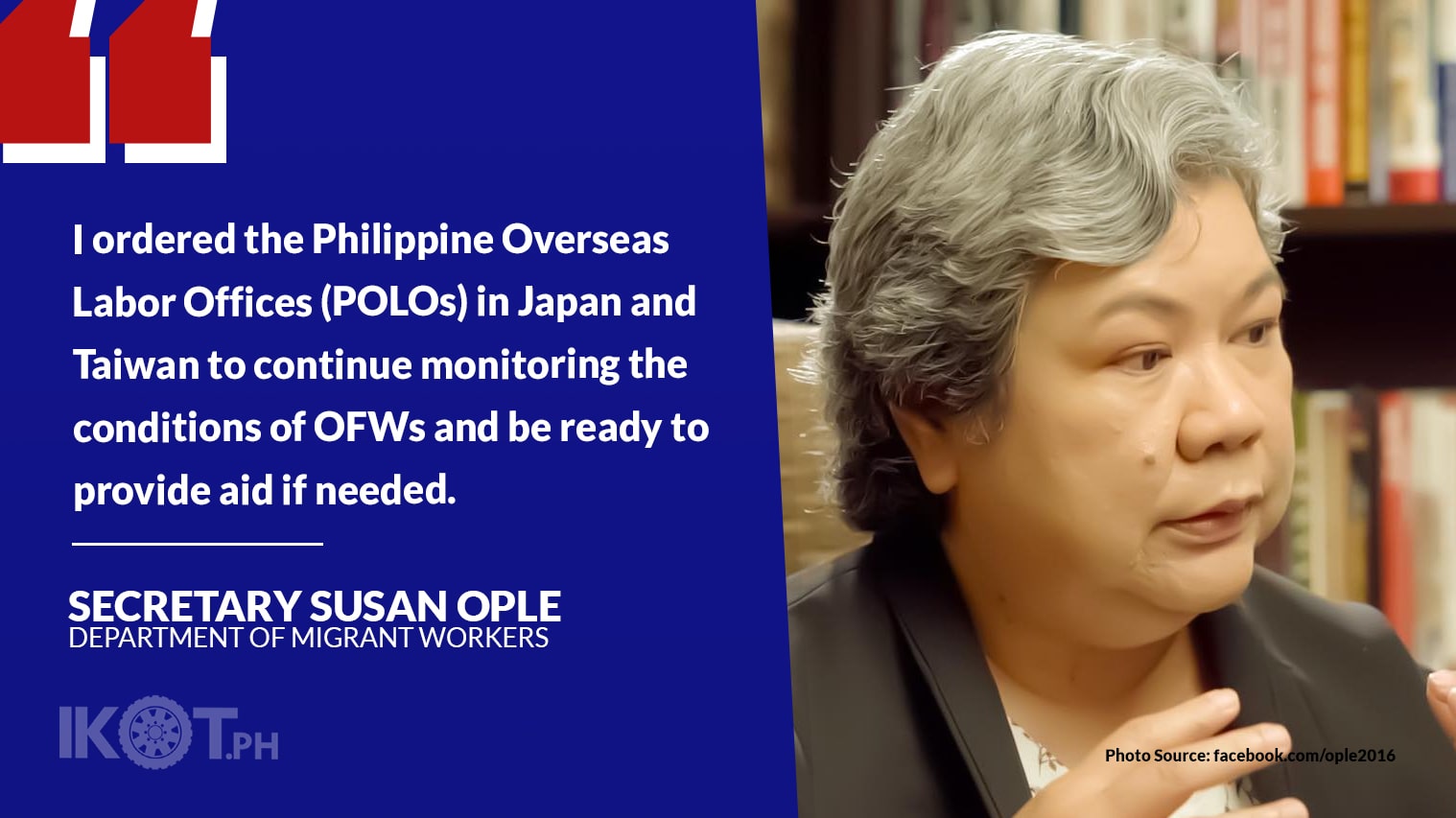 OFWS IN TYPHOON-HIT JAPAN, QUAKE-HIT TAIWAN SAFE — IKOT.PH