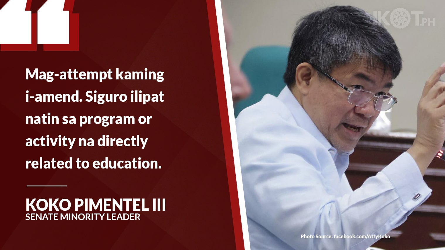 REALIGN FUNDS TO BEEF UP DEPED BUDGET - PIMENTEL — IKOT.PH