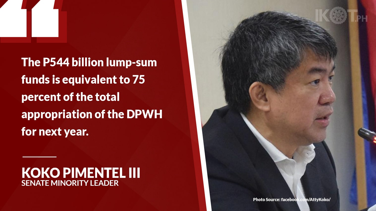 PIMENTEL FLAGS P544-B LUMP-SUM IN DPWH BUDGET — IKOT.PH