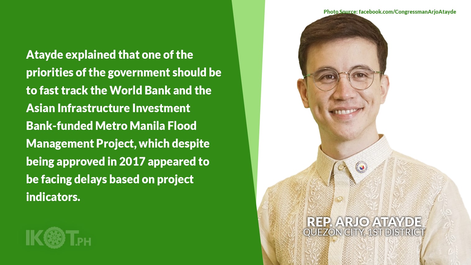 ATAYDE CALLS FOR FAST-TRACKED ANTI-FLOOD PROJECTS — IKOT.PH