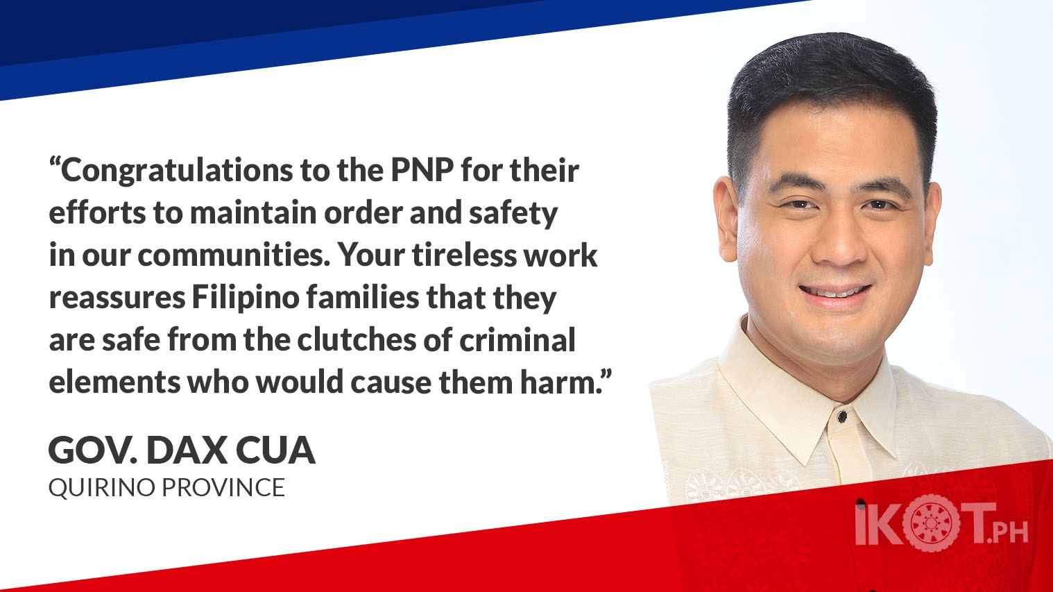 CUA LAUDS PNP FOR CRIME RATE DROP — IKOT.PH