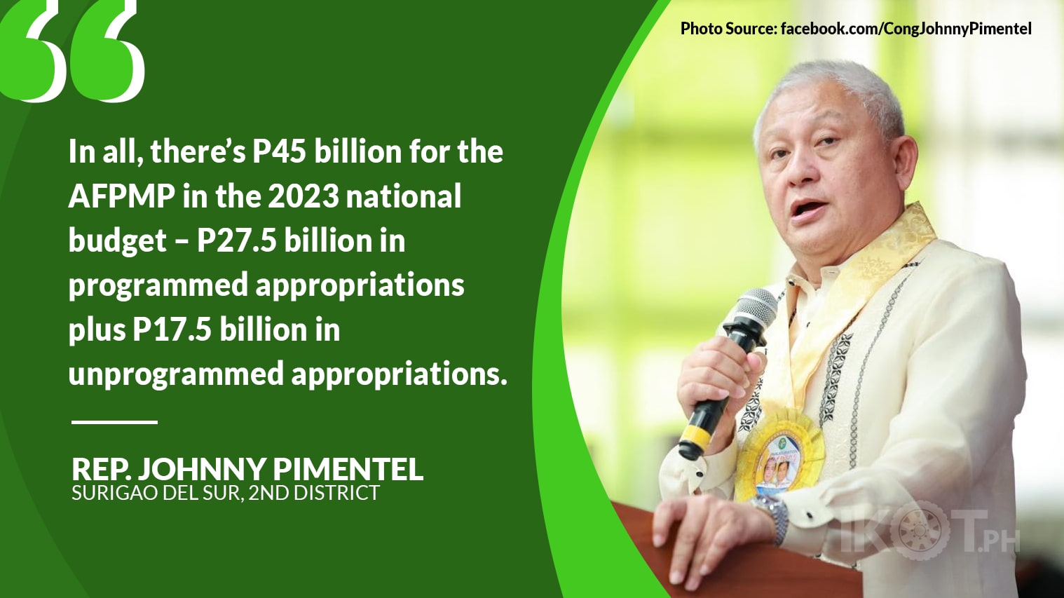SOLON: AFP MODERNIZATION BUDGET BUMPED UP TO P45B — IKOT.PH