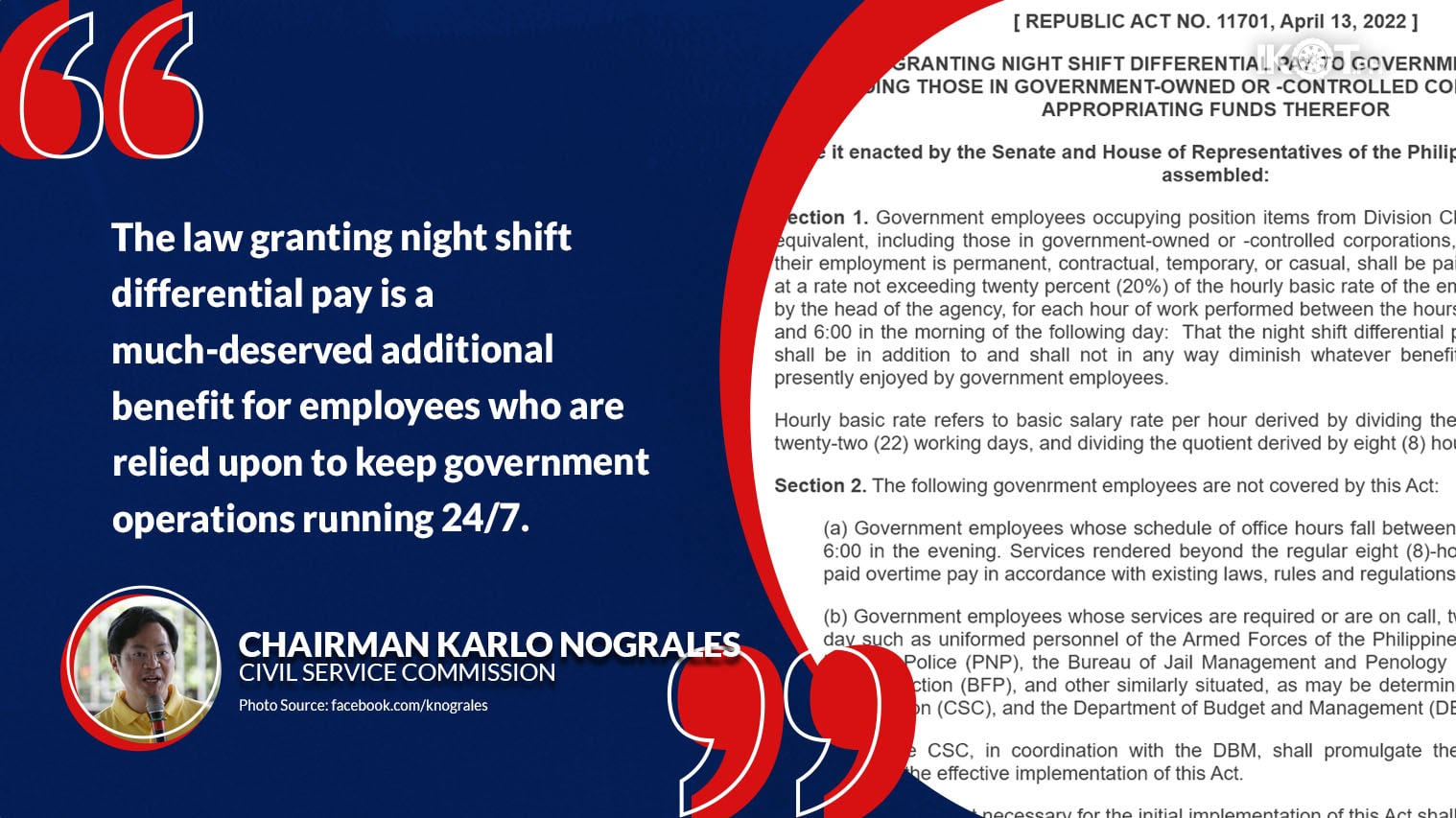 CSC ISSUES NIGHT DIFFERENTIAL PAY RULES — IKOT.PH