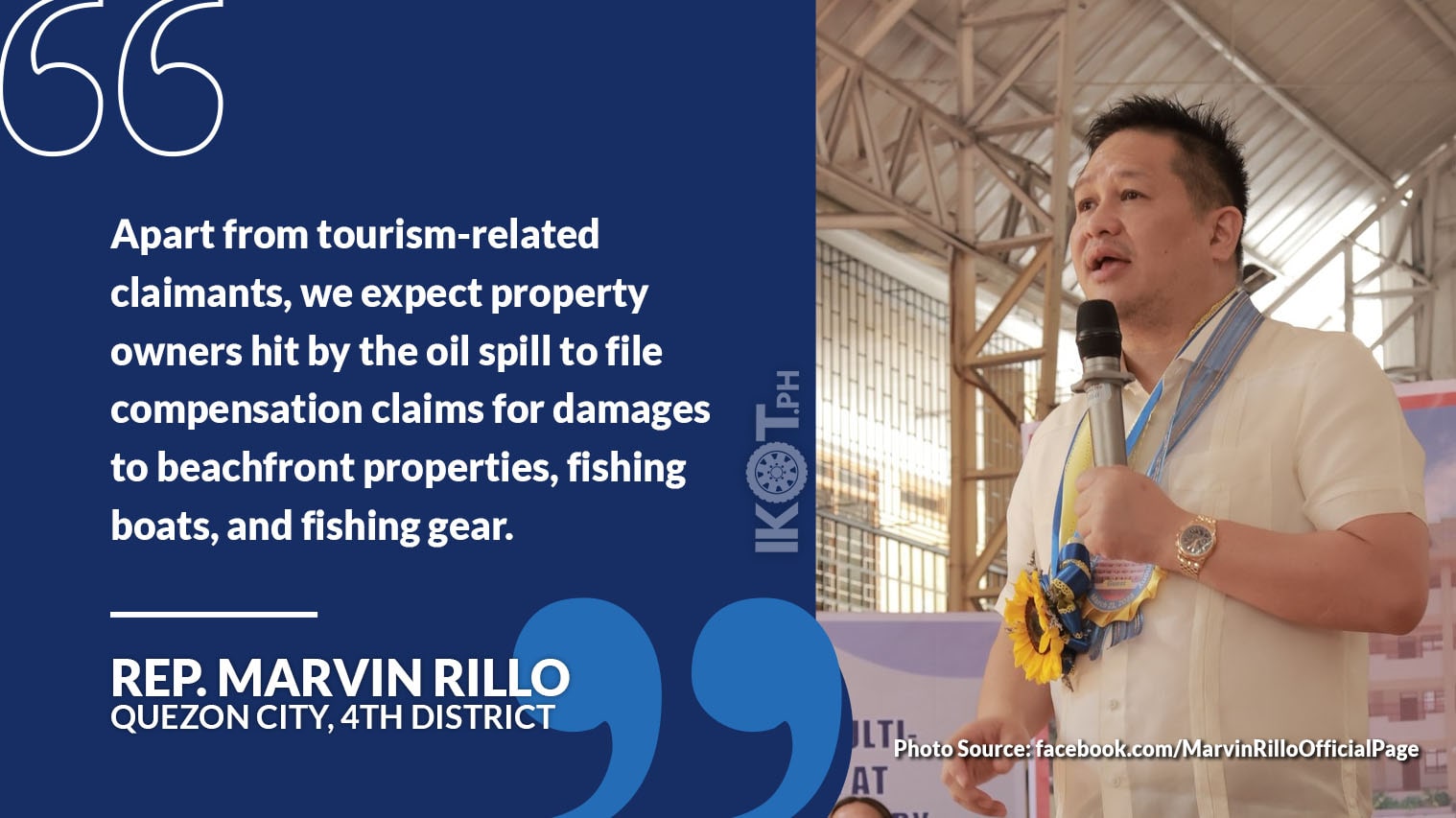 OIL SPILL CLAIMS SEEN TOPPING P1.1B, SAYS RILLO — IKOT.PH