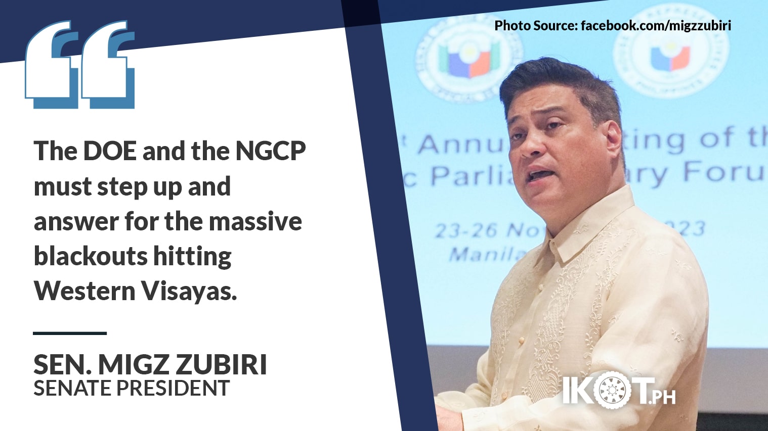 ZUBIRI TO DOE, NGCP: SOLVE VISAYAS POWER OUTAGES — IKOT.PH