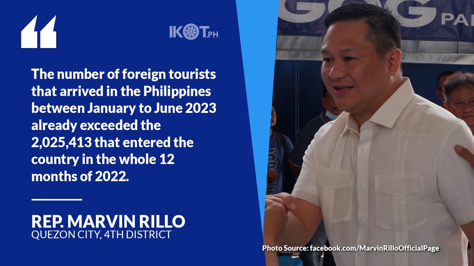 RILLO SEES STRONG RECOVERY FOR PH TOURISM SECTOR — IKOT.PH