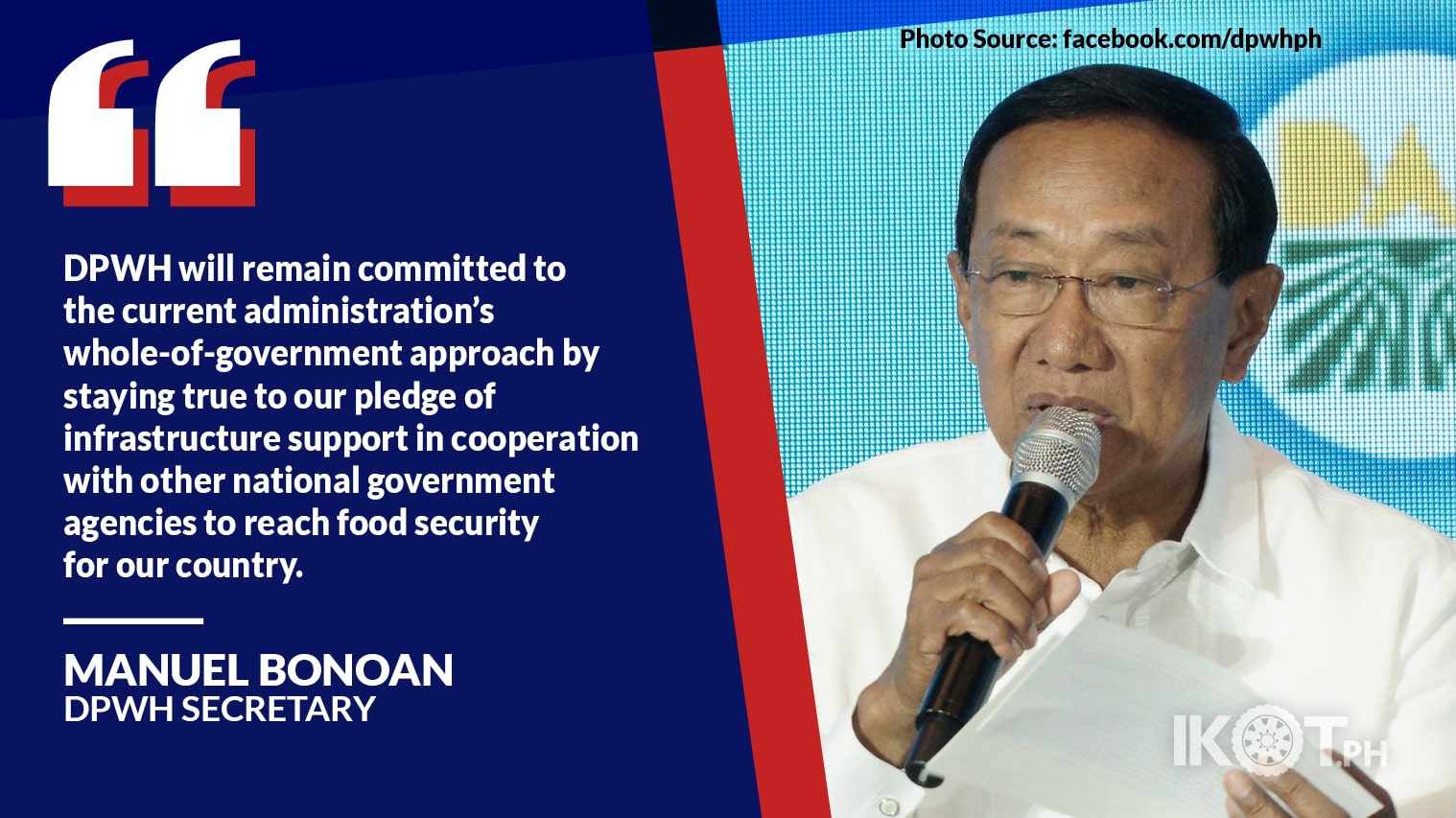 DPWH REAFFIRMS SUPPORT FOR PH FOOD SECURITY — IKOT.PH