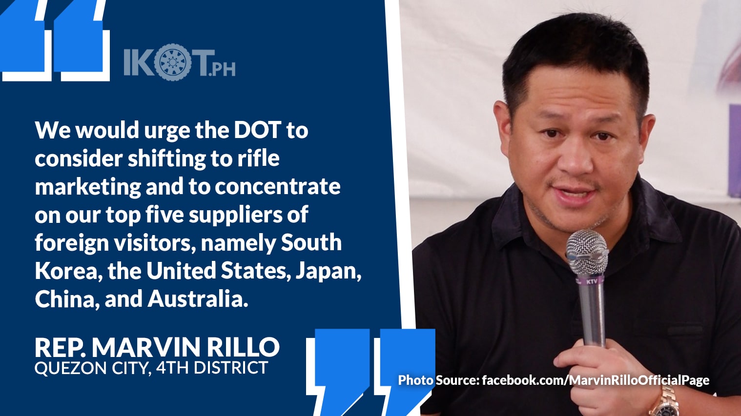 RILLO TO DOT: USE ‘RIFLE MARKETING’ IN PH TOURISM — IKOT.PH