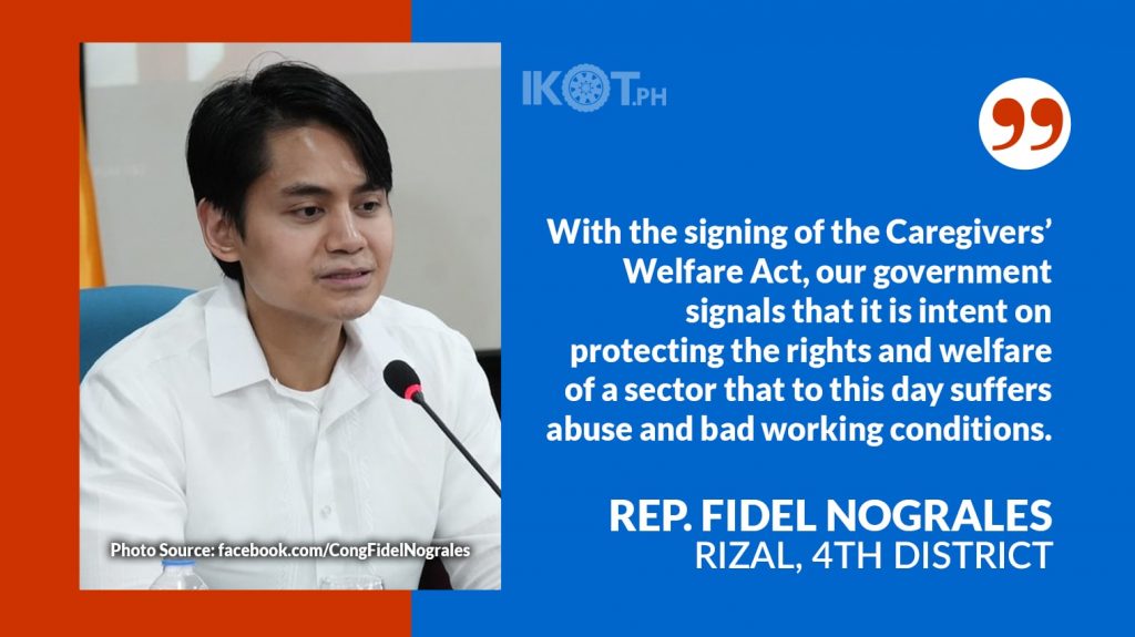 NOGRALES HAILS CAREGIVERS’ WELFARE ACT SIGNING — IKOT.PH