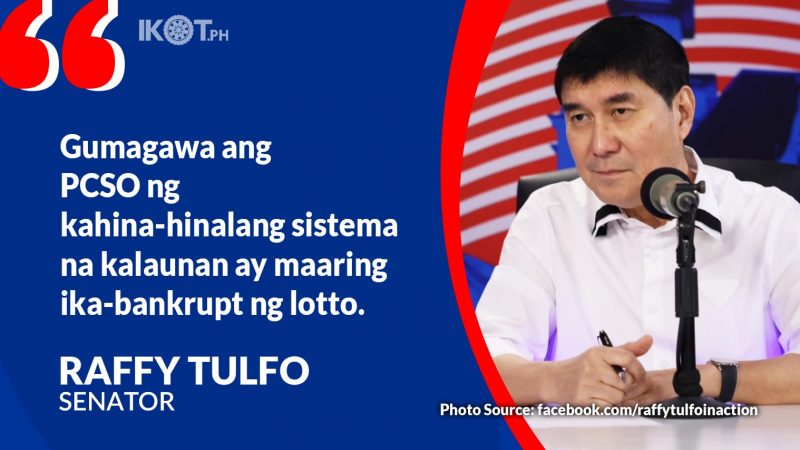 TULFO TO LEAD SENATE PROBE ON PCSO LOTTO WINNERS — IKOT.PH