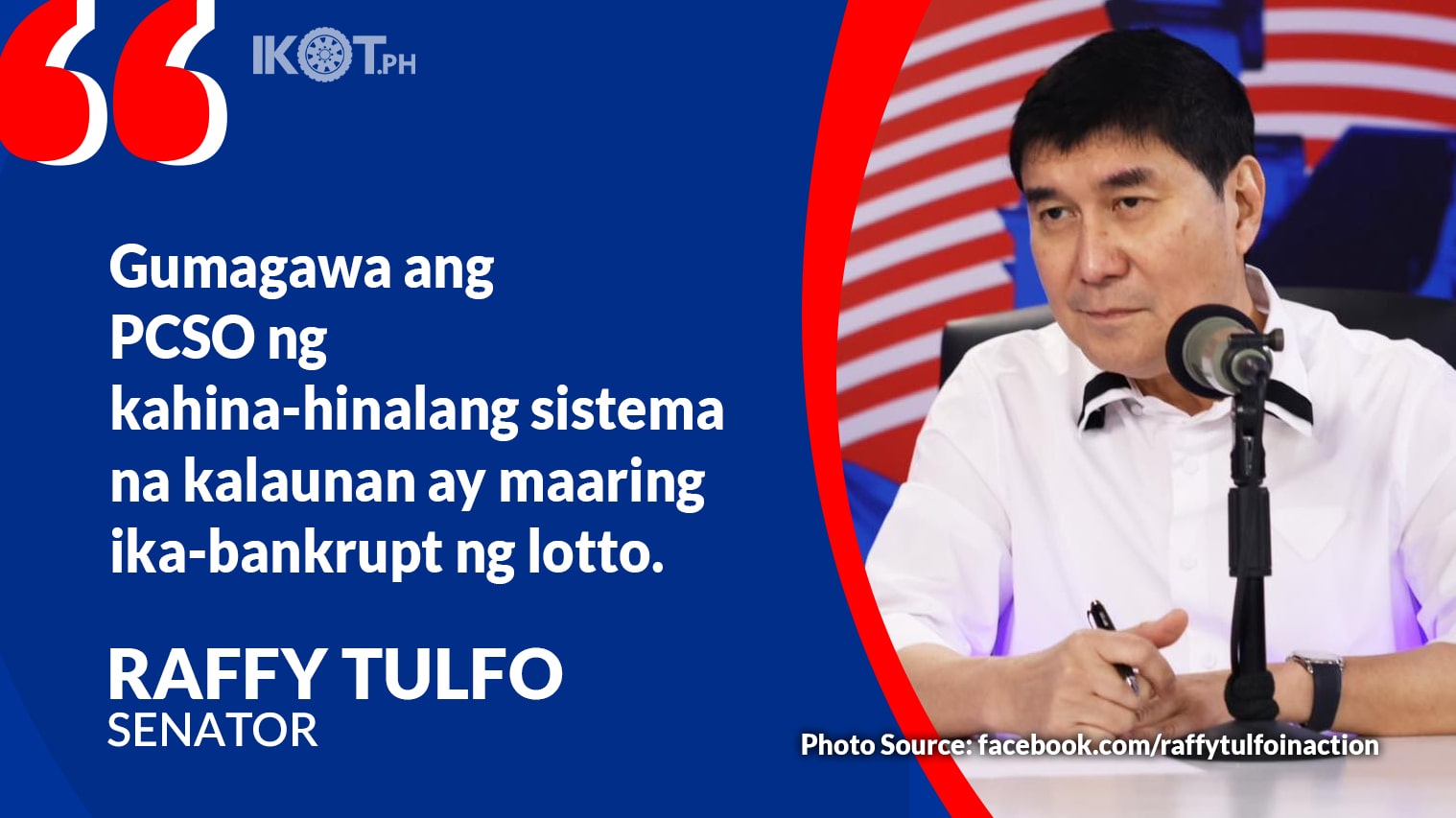 TULFO TO LEAD SENATE PROBE ON PCSO LOTTO WINNERS — IKOT.PH