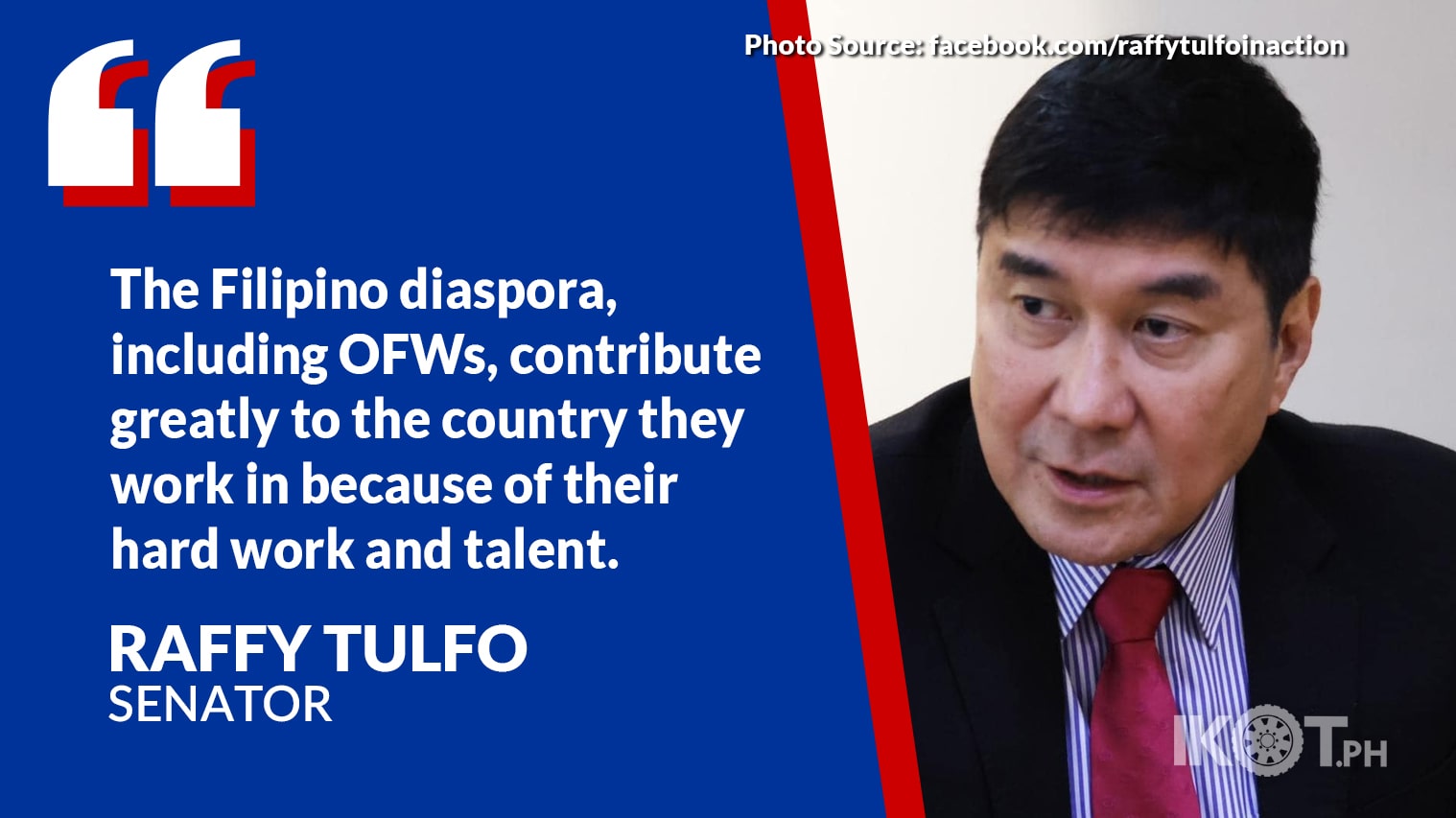 TULFO PRAISES FILIPINO MIGRANT WORKERS — IKOT.PH