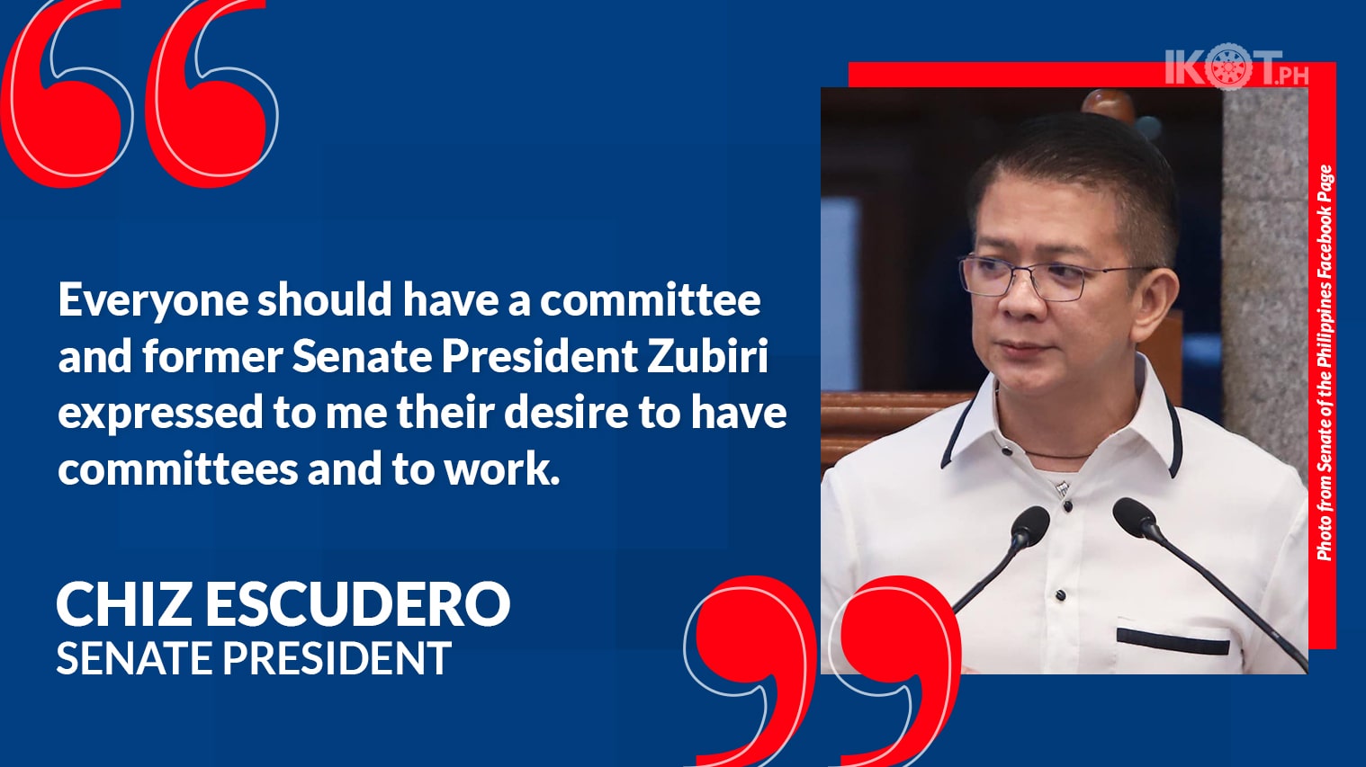 ESCUDERO NAMES NEW SENATE COMMITTEE HEADS — IKOT.PH