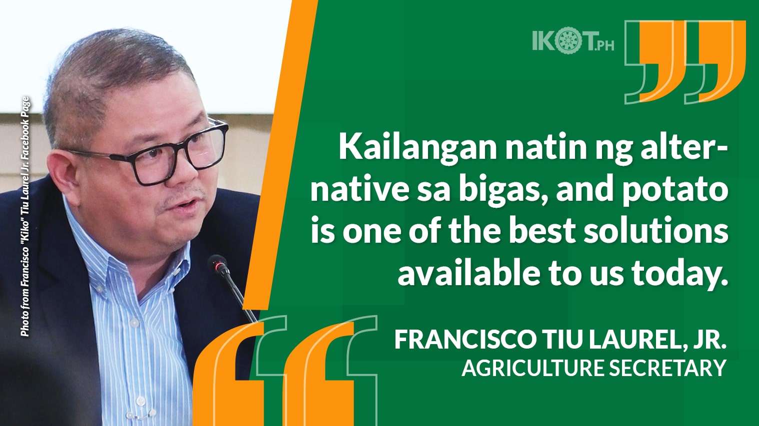 TIU LAUREL EYES POTATO AS RICE ALTERNATIVE — IKOT.PH