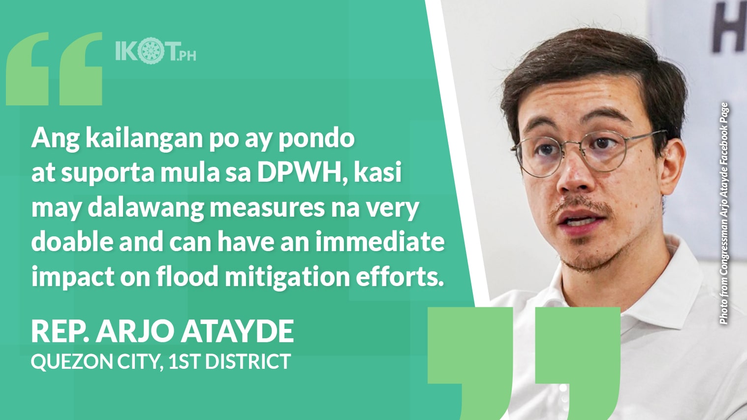 ATAYDE TO GOVT: FUND QC FLOOD CONTROL PROJECTS — IKOT.PH