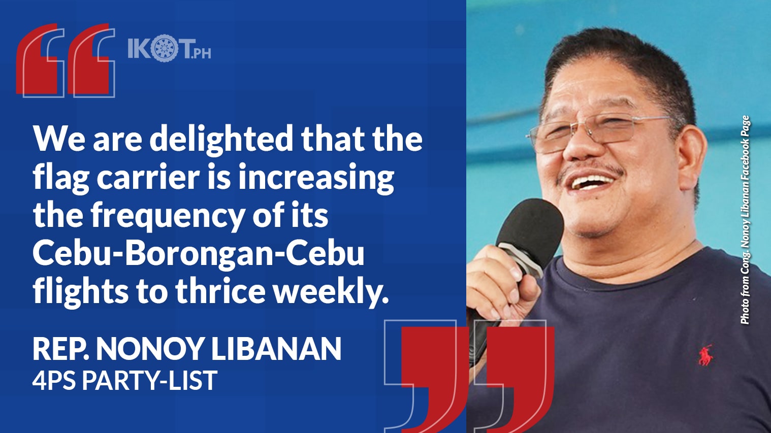LIBANAN WELCOMES CEBU-BORONGAN-CEBU PAL FLIGHTS — IKOT.PH