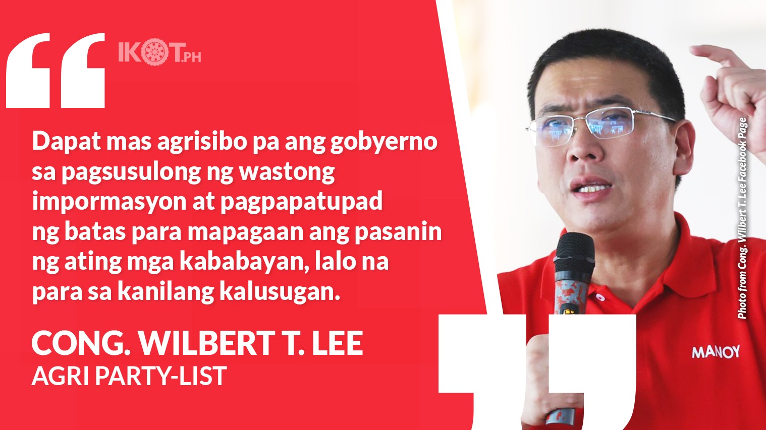 LEE BATS FOR INFORMATION DRIVE ON GENERIC MEDS — IKOT.PH
