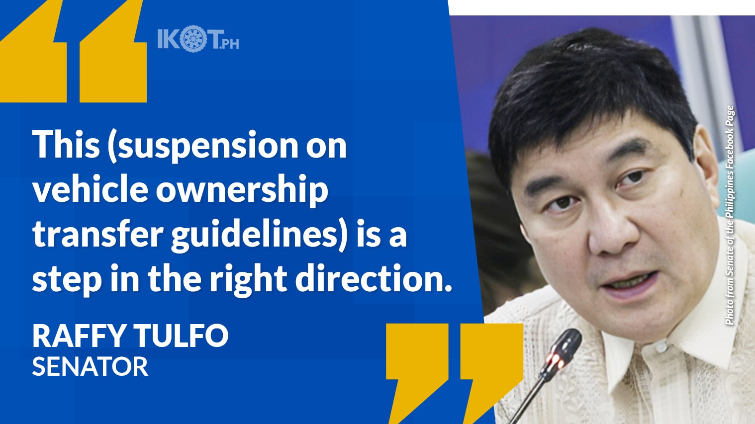 LTO HEARS TULFO: HALTS CAR OWNERSHIP TRANSFER AO — IKOT.PH