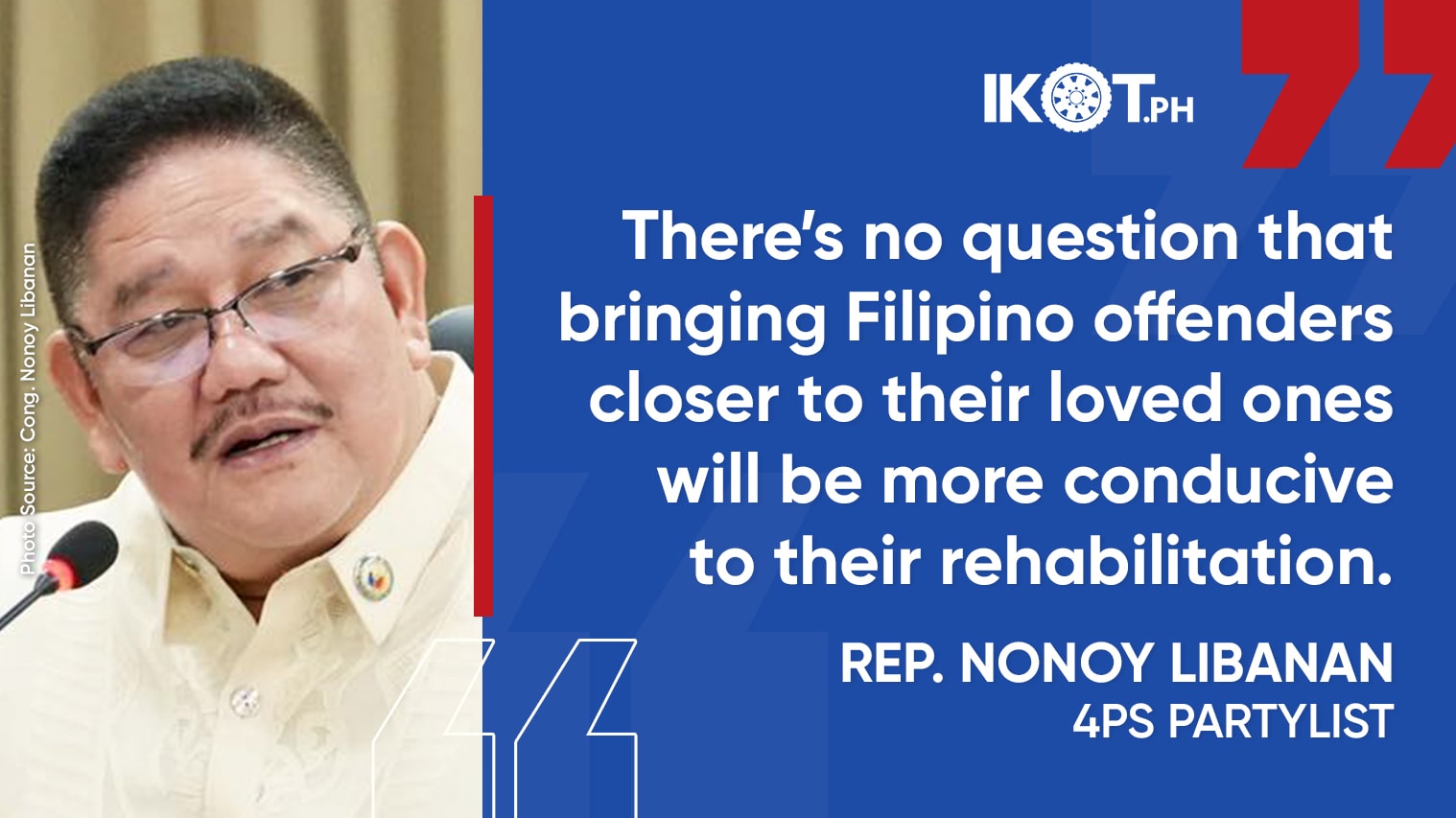 LIBANAN BATS FOR NEW INT’L PRISON TRANSFER PROGRAM — IKOT.PH