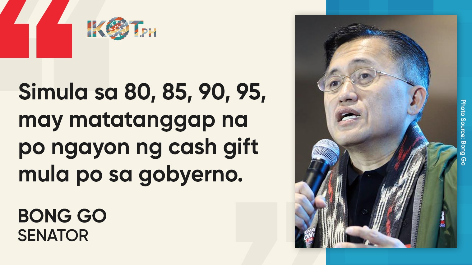BONG GO VOWS MORE SUPPORT FOR SENIOR CITIZENS — IKOT.PH