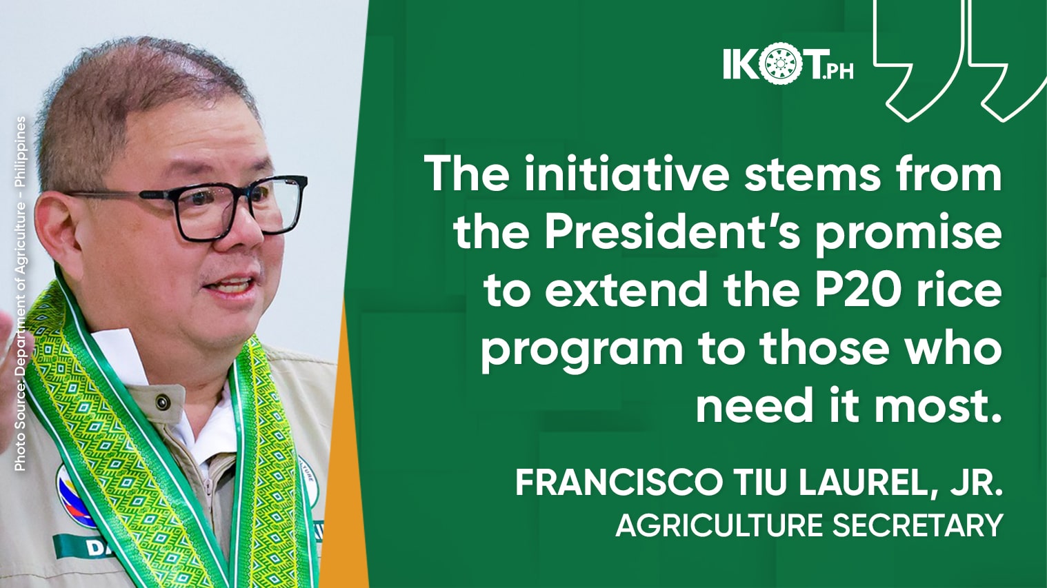 MINIMUM WAGE EARNERS INCLUDED IN P20 RICE PROGRAM — IKOT.PH