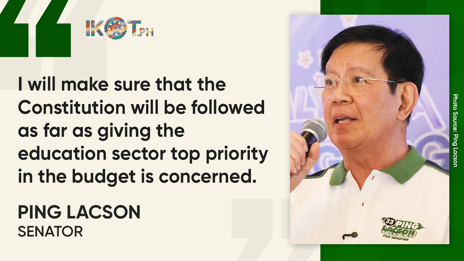 PING LACSON TO PRIORITIZE EDUCATION BUDGET — IKOT.PH