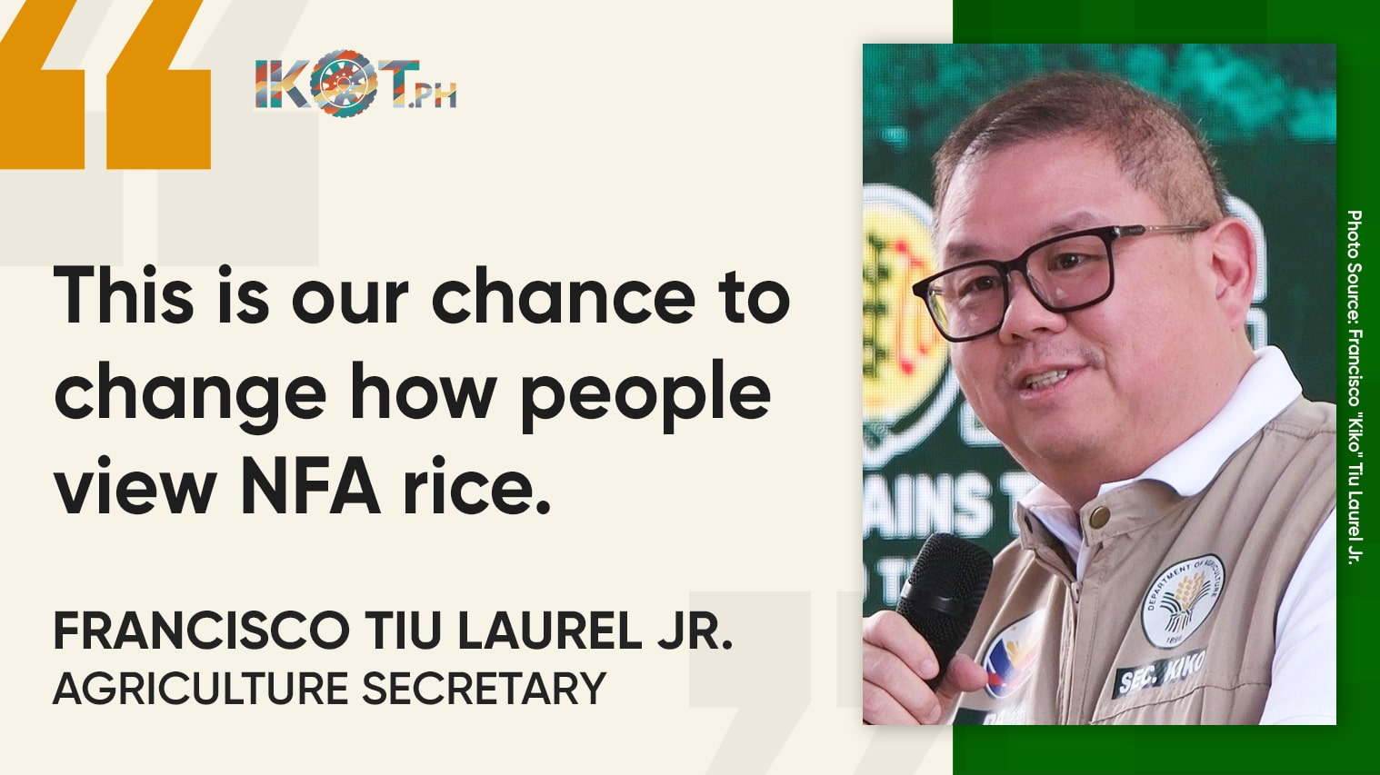 TIU LAUREL TO NFA: ENSURE P20/KILO RICE QUALITY — IKOT.PH