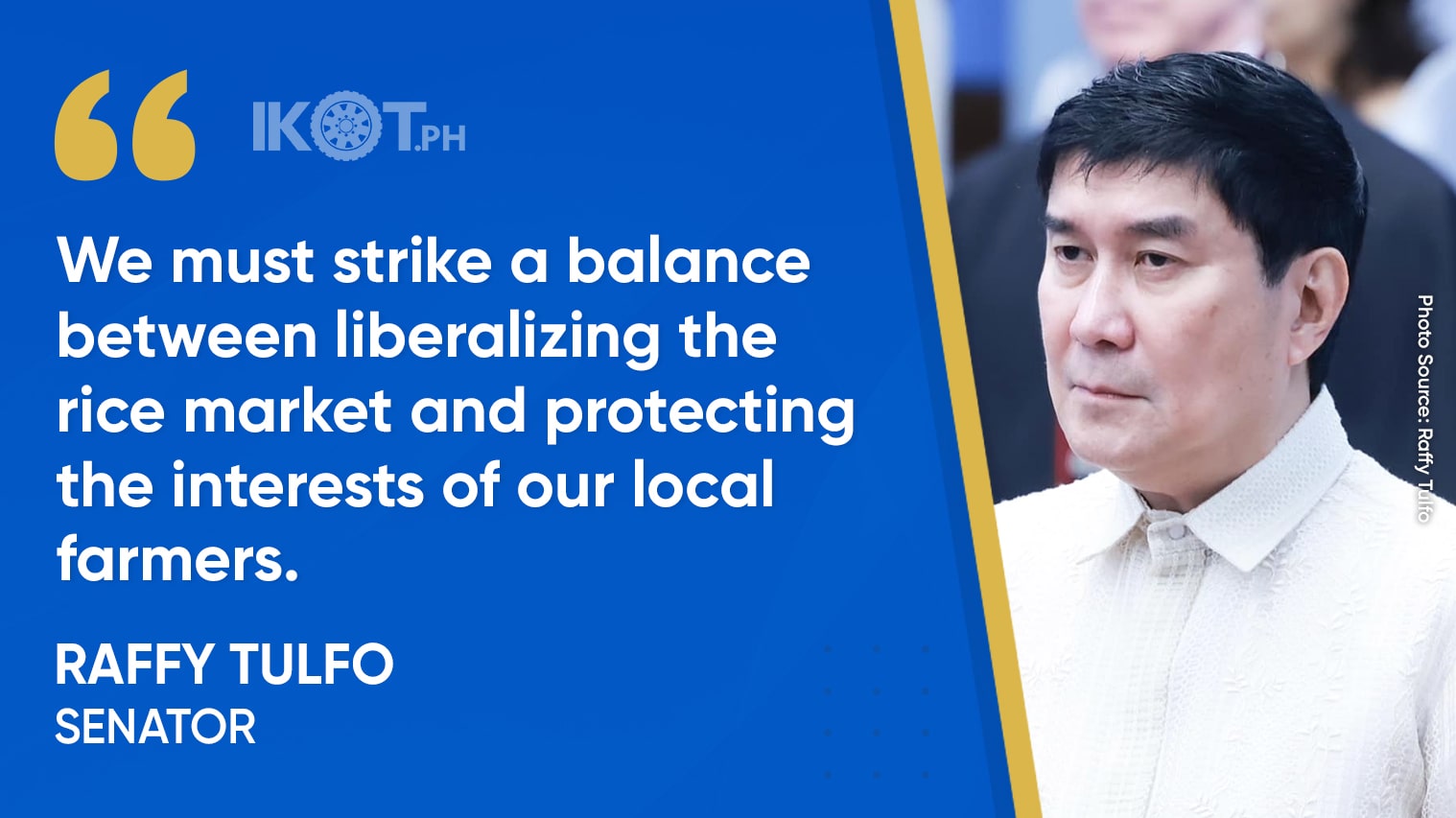 TULFO CALLS FOR REVIEW OF RICE TARIFFICATION LAW — IKOT.PH
